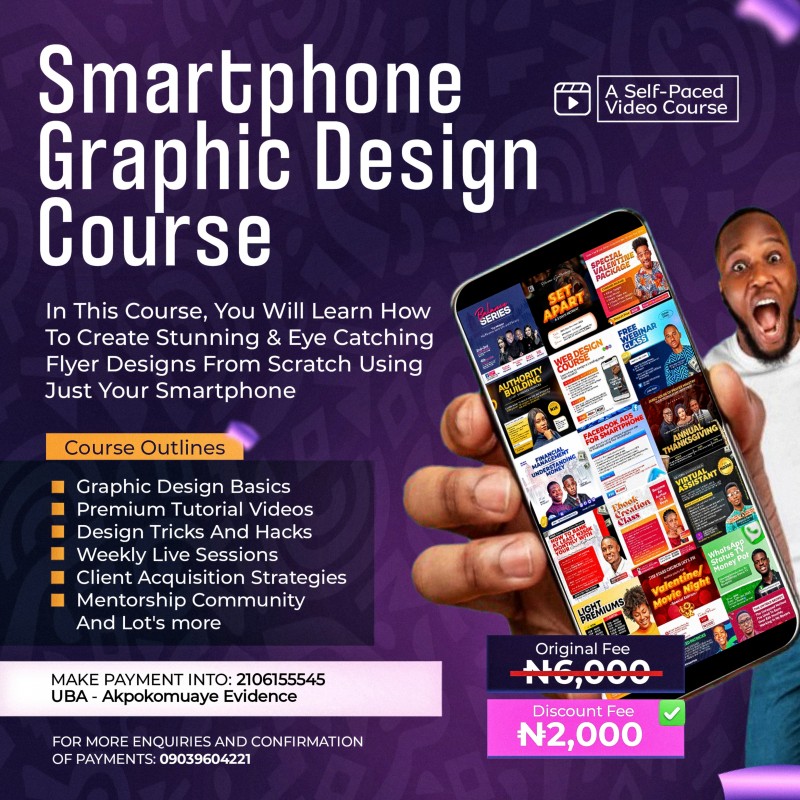 Get Smartphone Graphic Design Course by Evidence Patricks on Selar