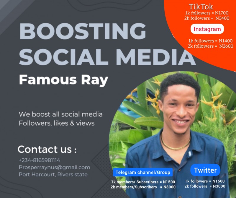 Buy Boost all social media followers, likes & views. Instagram 1k followers N1200, twitter 1k ...