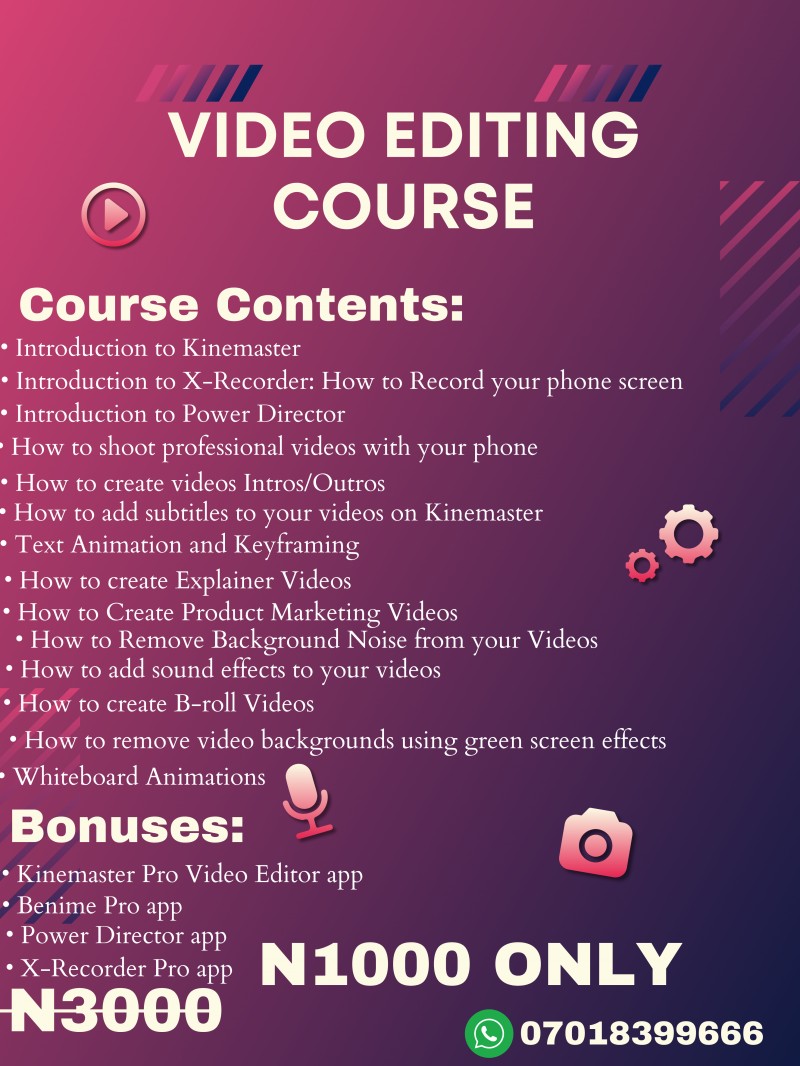 Buy VIDEO EDITING COURSE by Fatima Mukhtar Abba on Selar