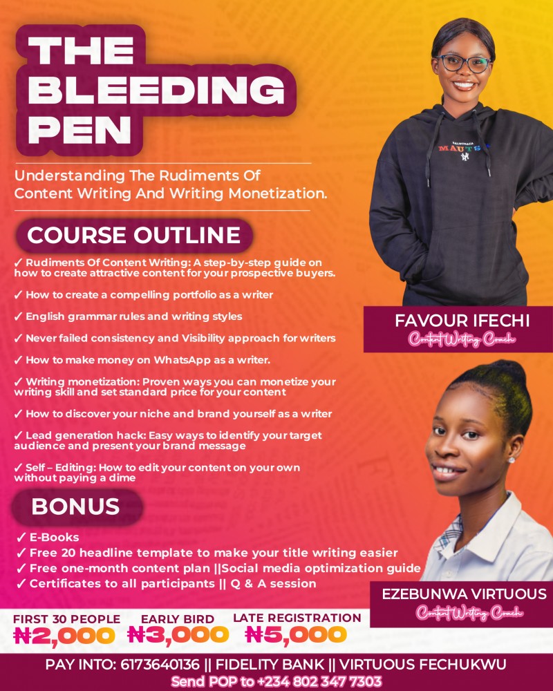 Buy The Bleeding Pen by Favour Ifechi Ezeala on Selar