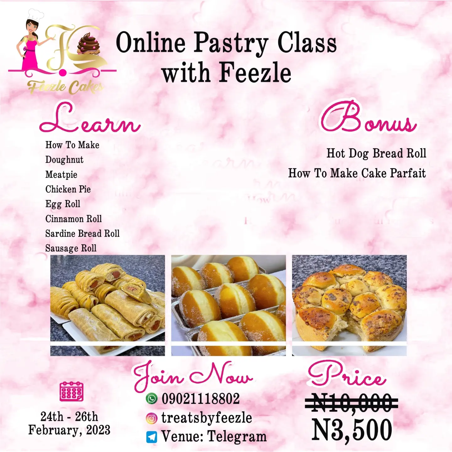 Buy ONLINE PASTRY CLASS by Feezlecakes & Treats on Selar