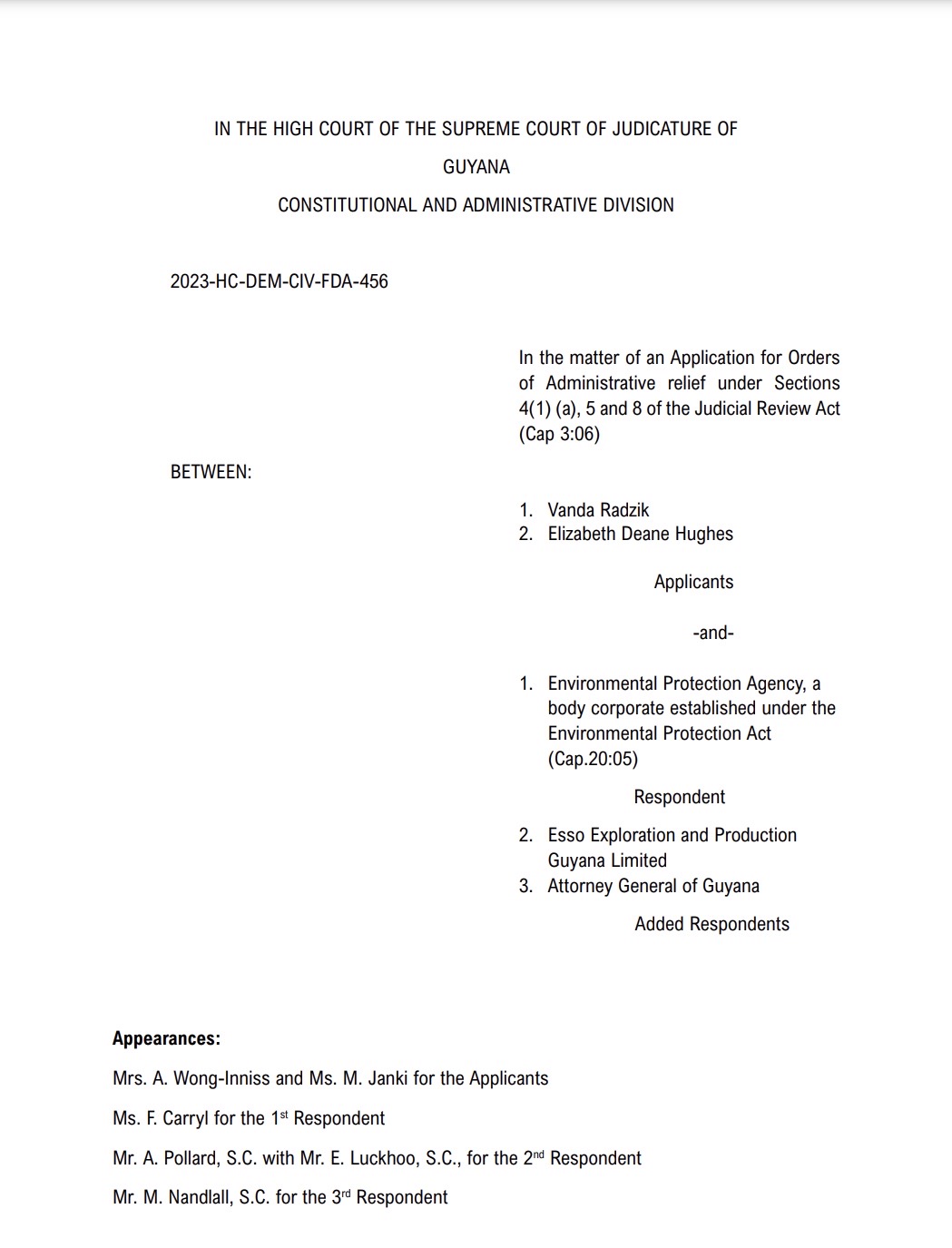 Get Vanda Radzik and Elizabeth Deane Hughes v The Environmental ...