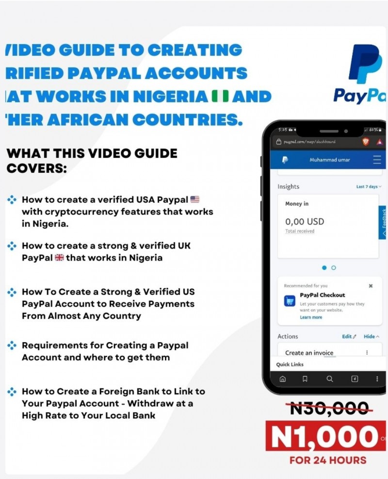 Buy HOW TO CREATE A USA VERIFIED PAYPAL ACCOUNT [ NO RESTRICTION PAYPAL ACCOUNT 2023.... by ...