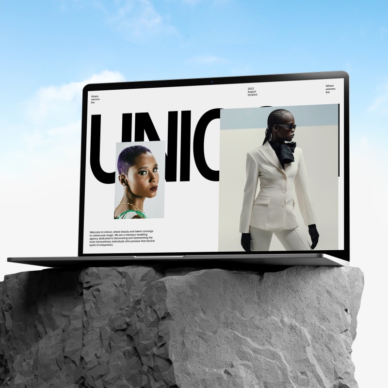 Buy Laptop on Rock mockup by Geneza School of Design on Selar