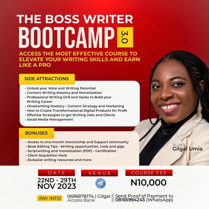 Buy Boss Writer Bootcamp by Gilgal Umia on Selar