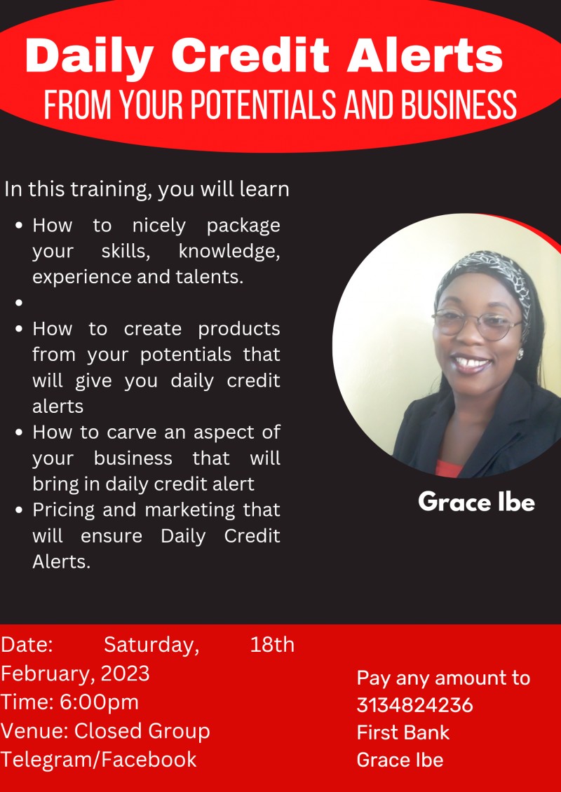 Buy Daily Credit Alerts by Grace Ibe on Selar