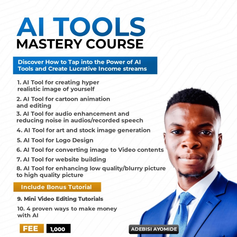 Buy AI TOOLS MASTERY AND MONETIZATION COURSE by Adebisi Ayomide on Selar