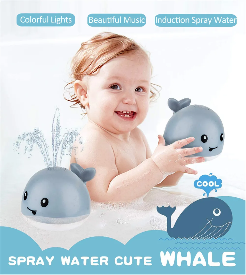 Buy Cute Cartoon Water Spraying Bathing Floating Whale Toy with music ...