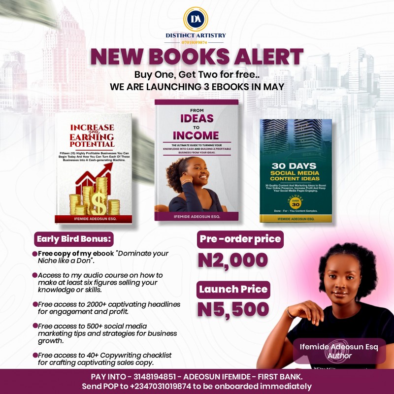 Buy From Ideas to Income Ebooks (Pre - order) by Distinct Artistry on Selar