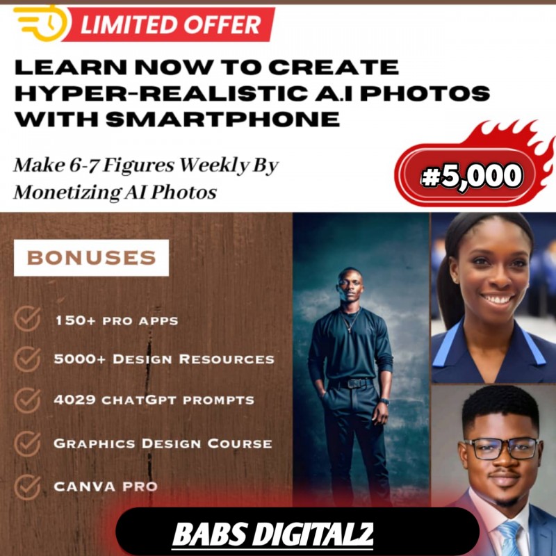 Buy HYPER-REALISTIC Al PORTRAIT by BABS DE DIGITAL CONSULTANCY on Selar