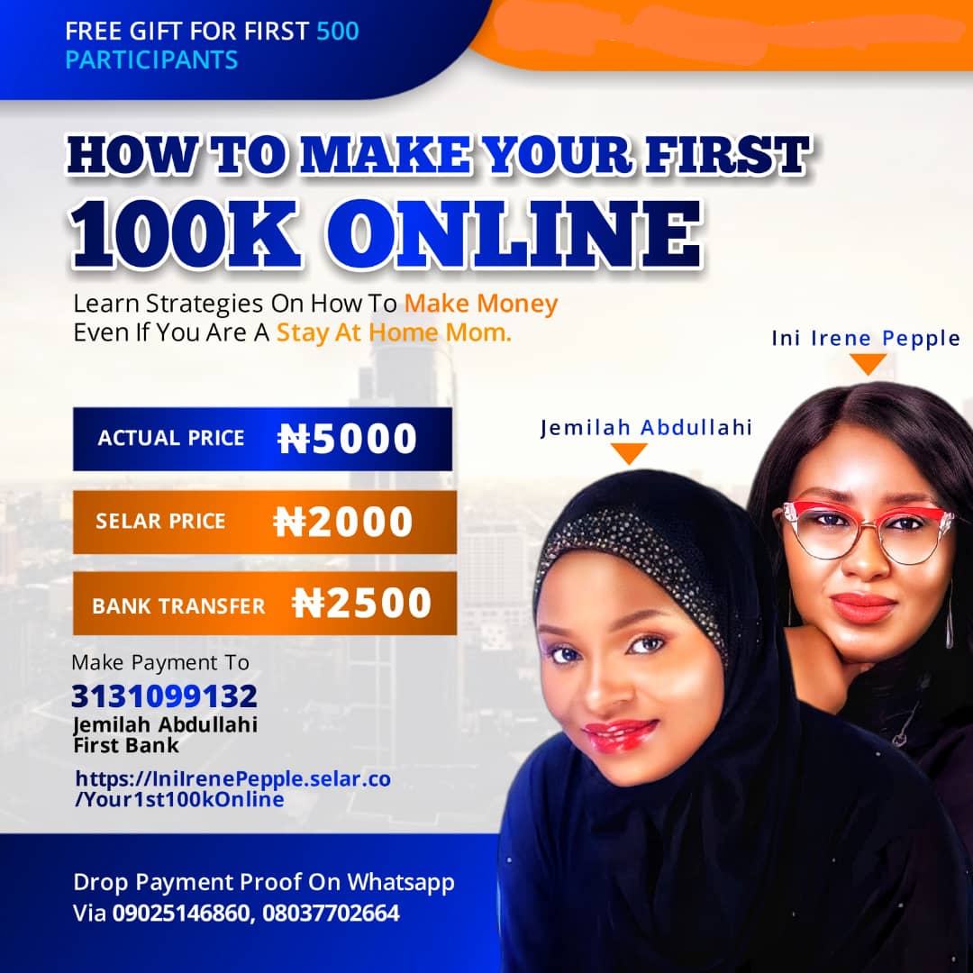 Buy MY FIRST 100K WEBINAR REPLAY by Jemilah Abdullahi on Selar