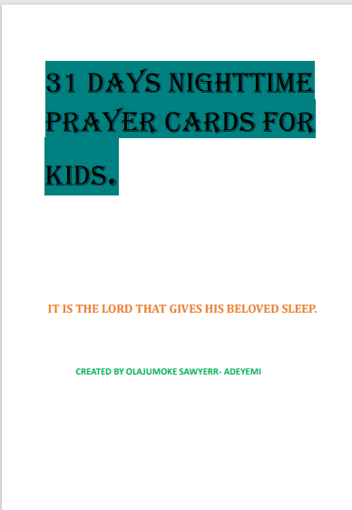 Buy 31 Days Night Time Prayer Cards for Kids by Jumoke Adeyemi on Selar
