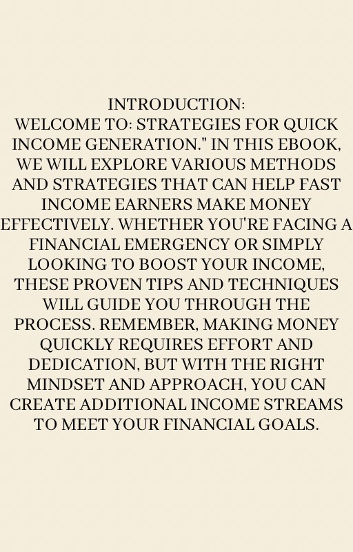 Buy STRATEGIES FOR QUICK INCOME GENERATION IN 2023 by Zilhda on Selar