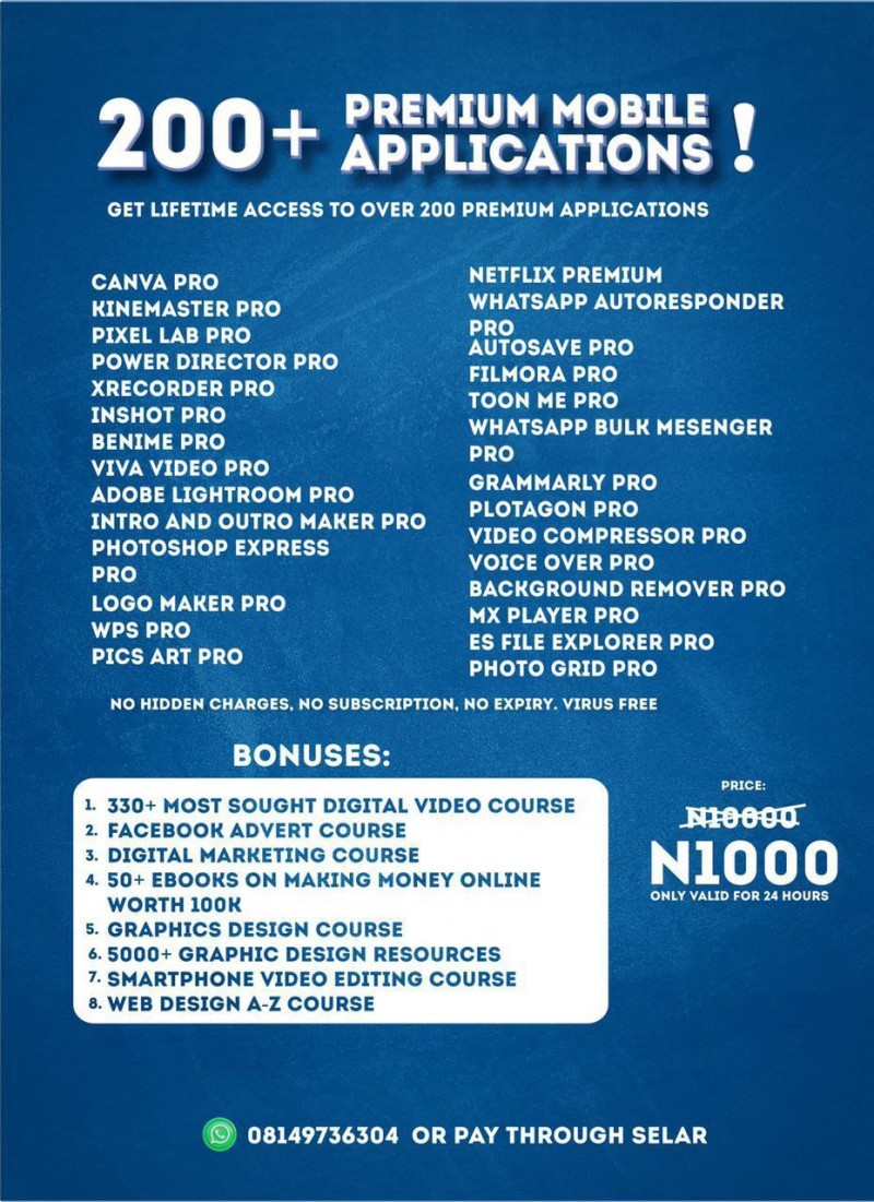 Buy Premium apps and courses, graphic designing, affiliate marketing course by Obodozie Justin ...