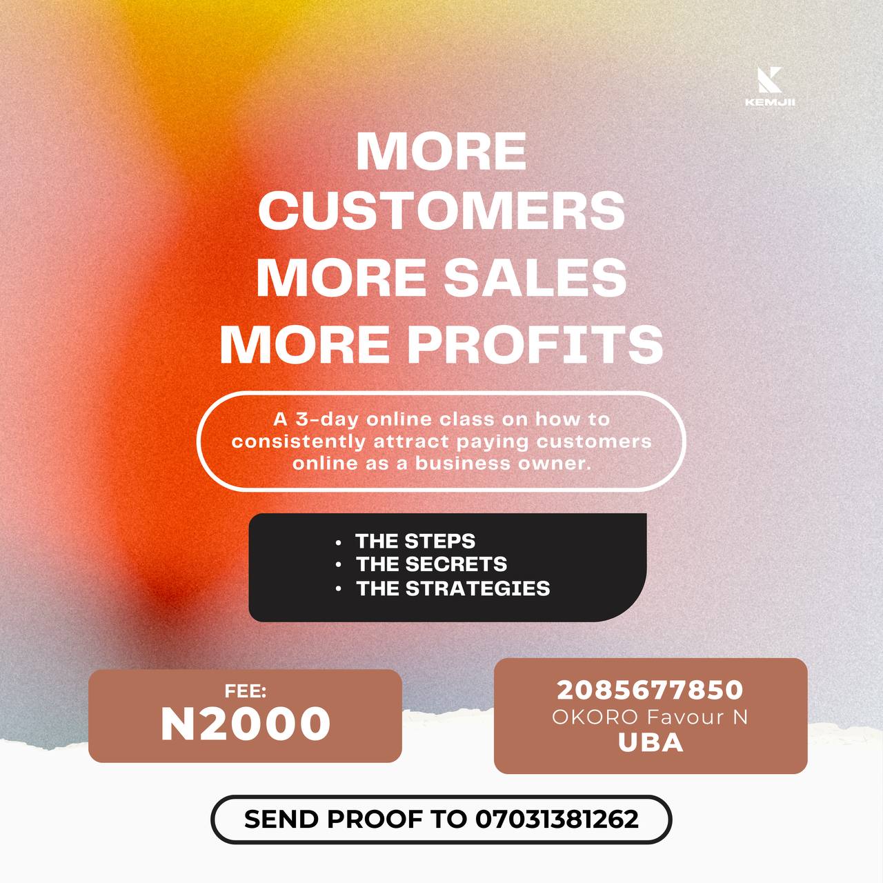 Buy More Customers, More Sales, More Profits (3M Training) by Favour ...