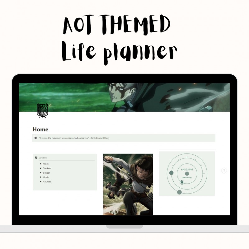 Buy AOT THEMED Notion template by Ajifowobaje Adesewa Mary on Selar