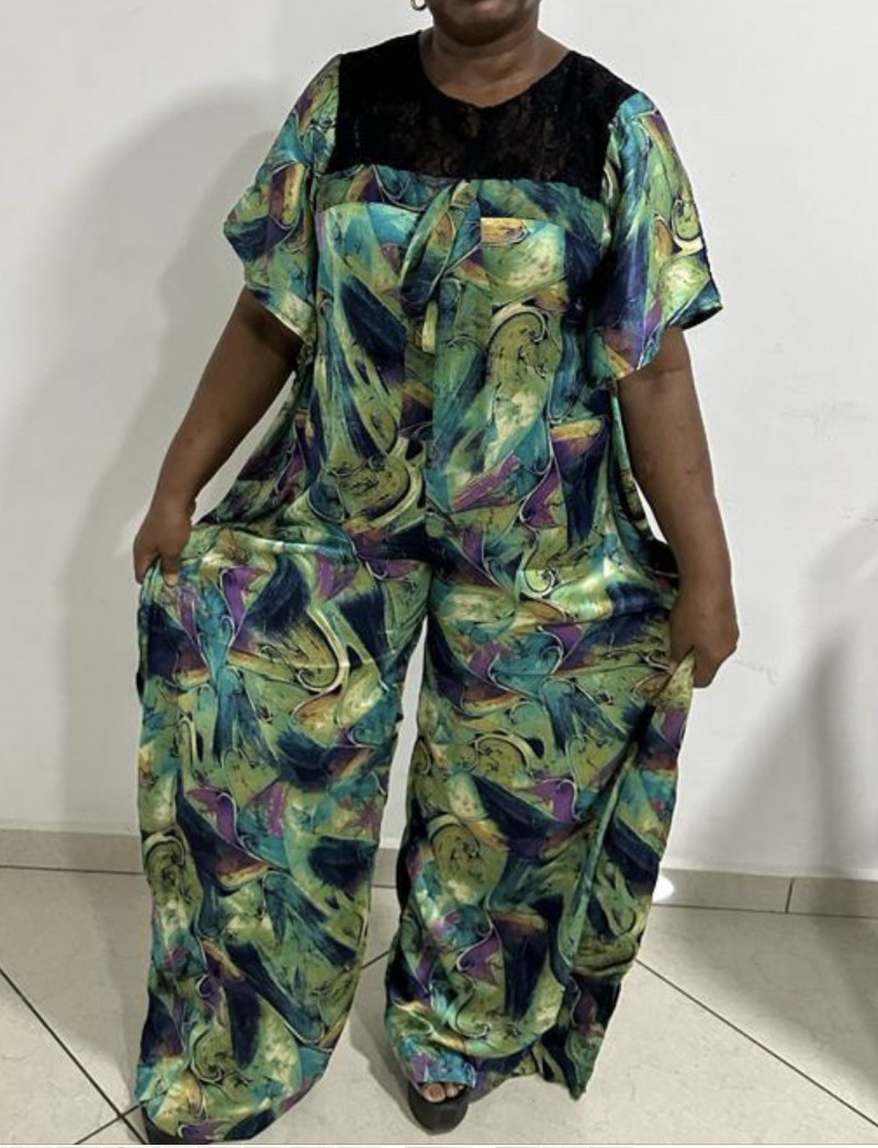 Buy Adire silk/chiffon jumpsuit by Bamikeye Aji on Selar