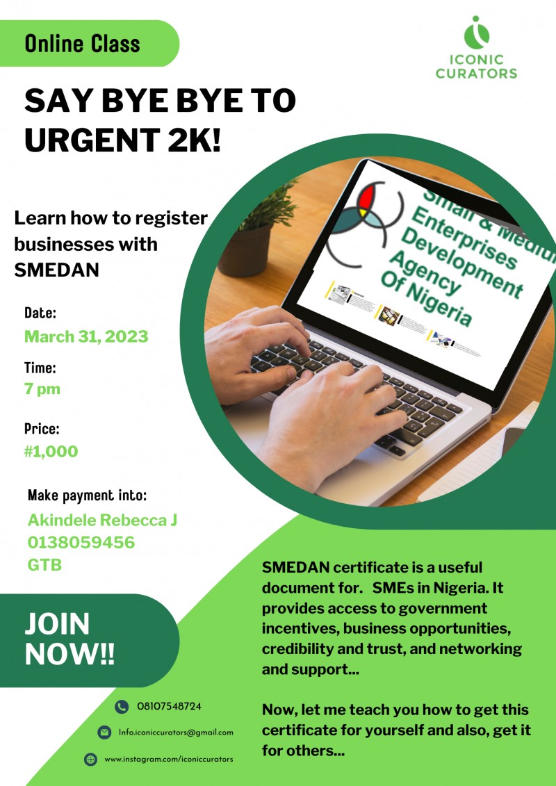 Buy SMEDAN REGISTRATION CLASS by Rebecca Oladejo on Selar