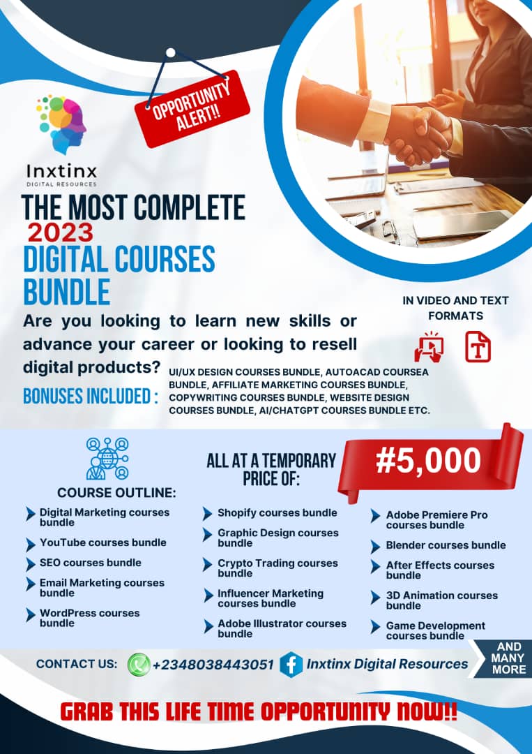 Buy THE MOST COMPLETE DIGITAL COURSES BUNDLE by Inxtinx Digital Resources on Selar