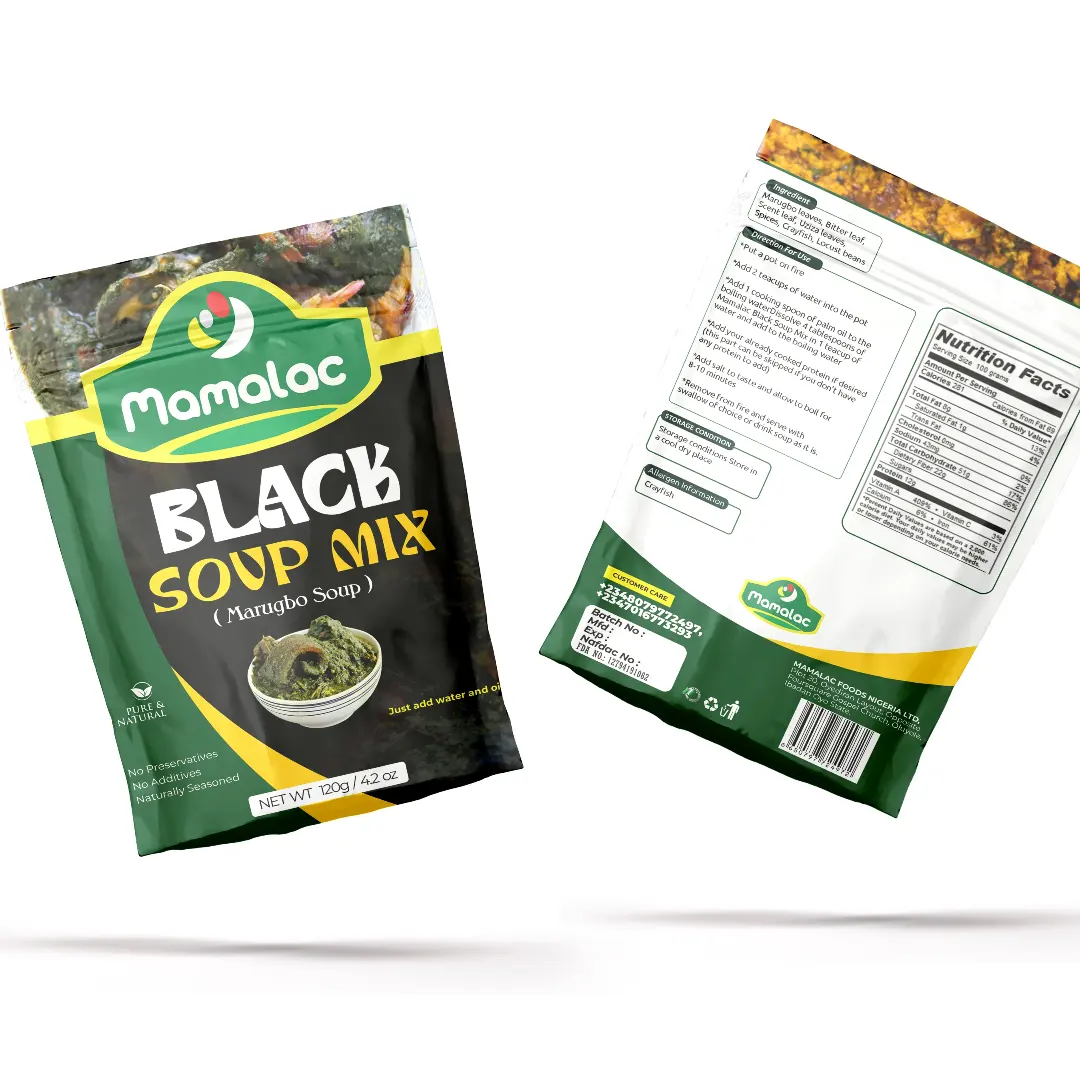 Buy Marugbo Black Soup Mix 120g by Mamalac Foods Nigeria Ltd on Selar