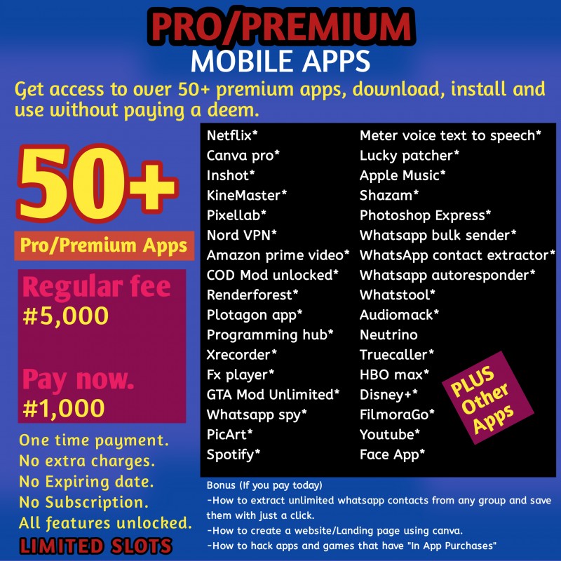 Buy 50+ Pro/Premium Apps Access by MINI COURSES on Selar