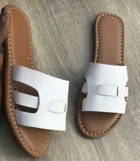 Buy Ladies Palm Slippers- Brown & White by Updatehub on Selar