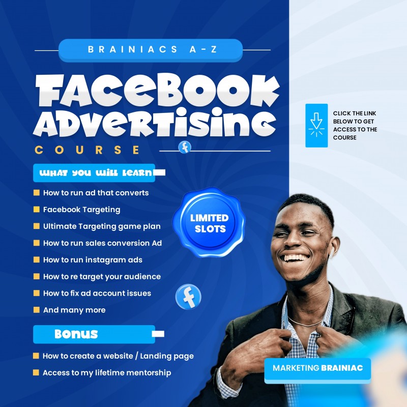 Buy BRAINIAC'S FACEBOOK AND INSTAGRAM ADVERTISING COURSE 🎉📱 by NAIJA COMMISSION HUB [N.C.H] on Selar