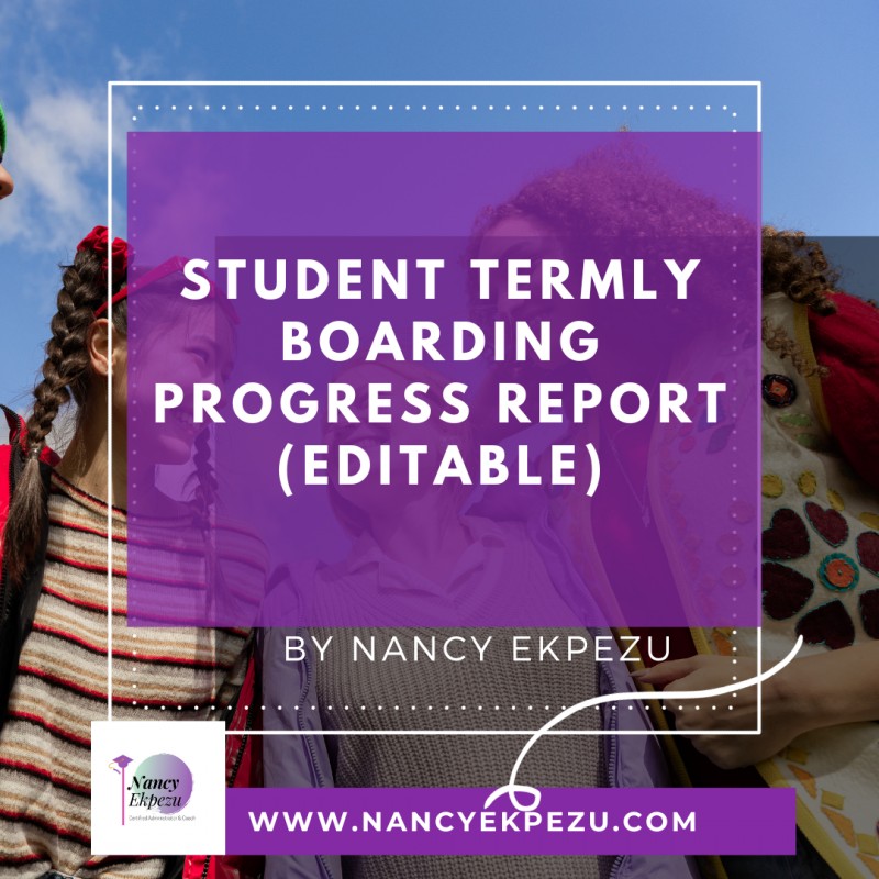 Buy STUDENT BOARDING PROGRESS REPORT TEMPLATE by Nancy Ekpezu of Pezu ...