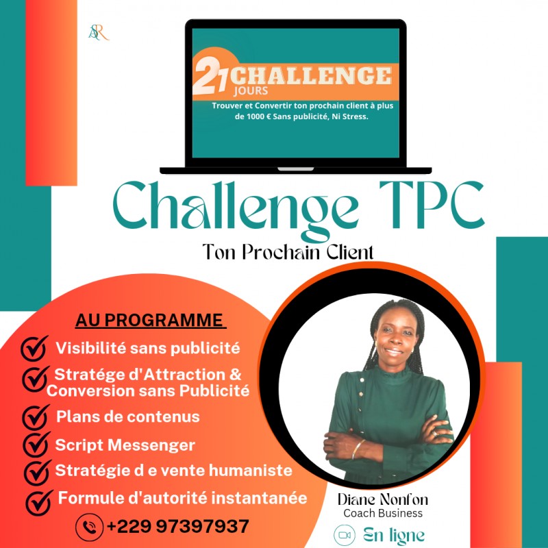 Buy challenge TPC - 21 jours by GAHOU Nonfon Diane épouse zinzindohoue on Selar