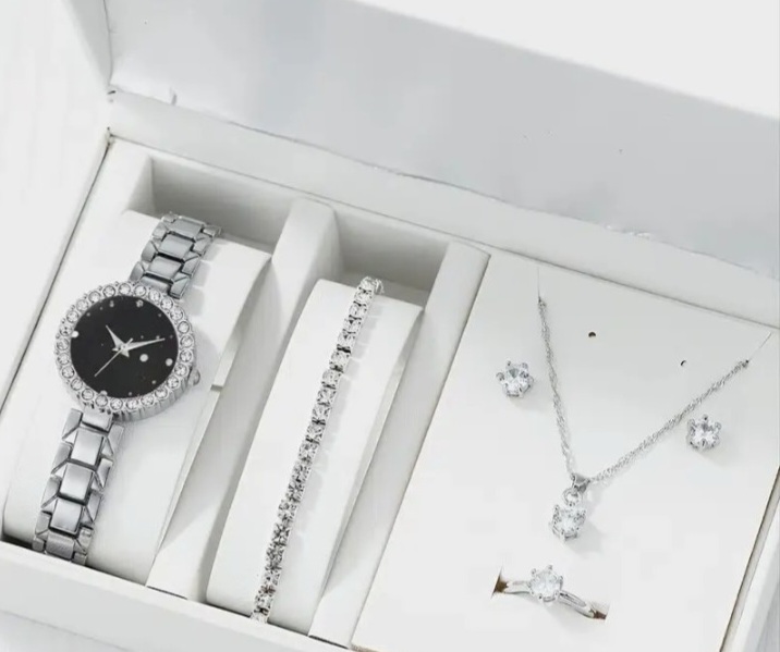 Buy 6pcs Watch Set Women Cubic Zircon Decor Quartz Watch Fashion ...