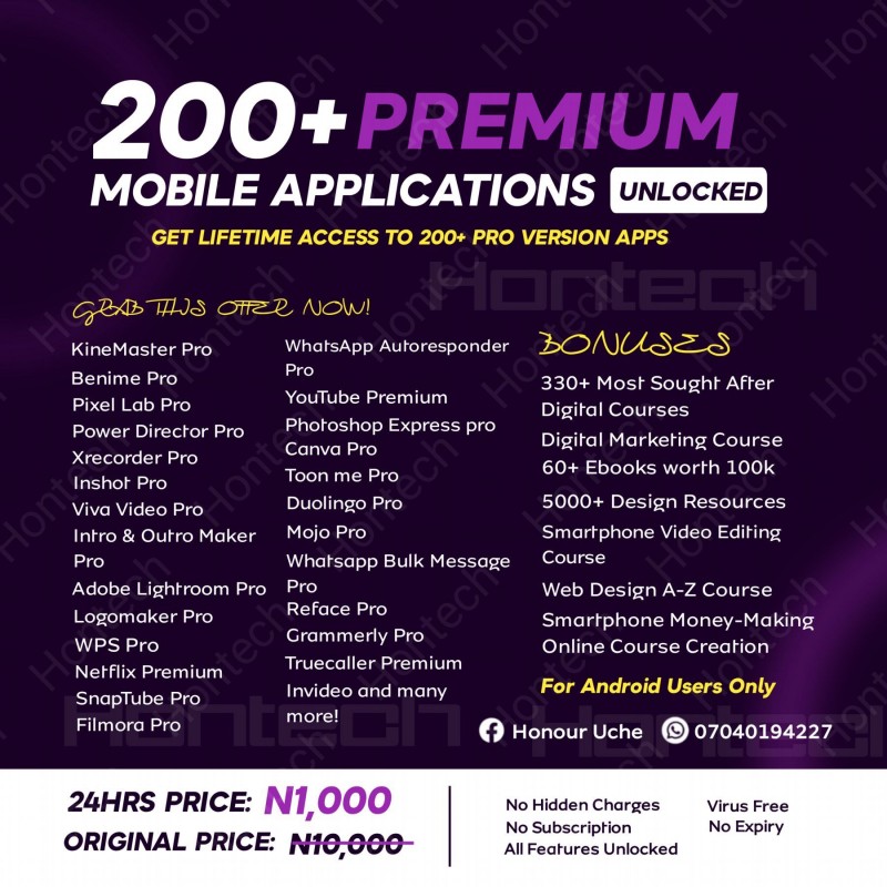 Buy 200+ (Plus) Premium Apps Download Now.!!! by Odinaka David on Selar