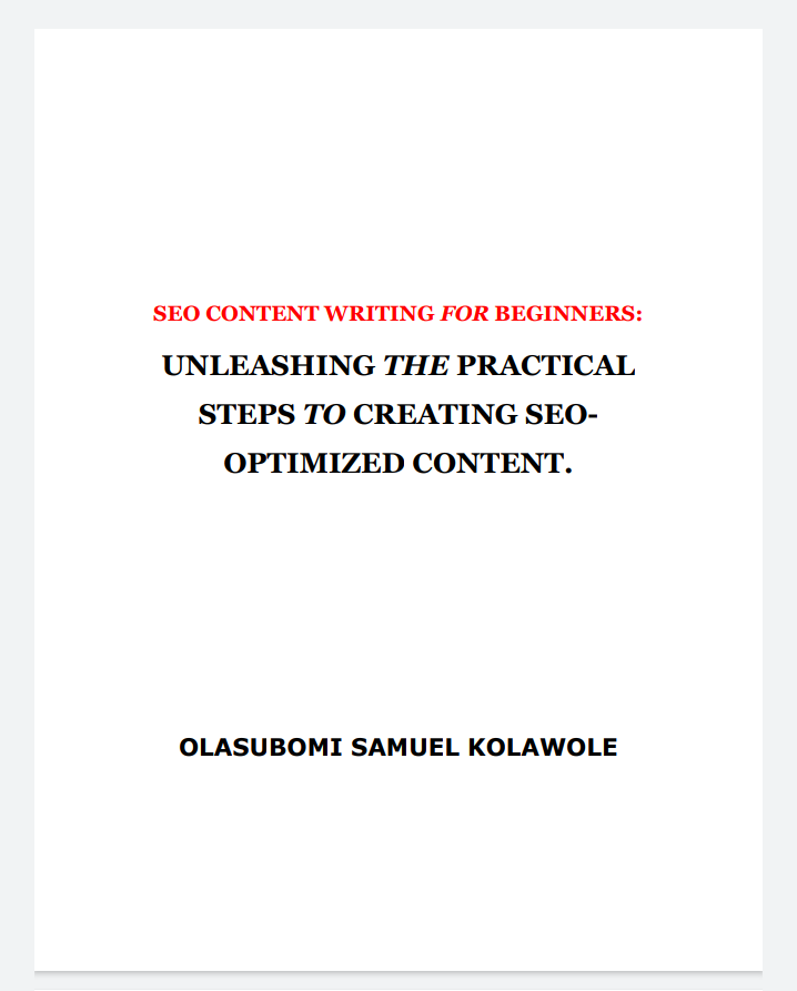 Buy SEO Content Writing Course for Beginners by Olasubomi Samuel ...