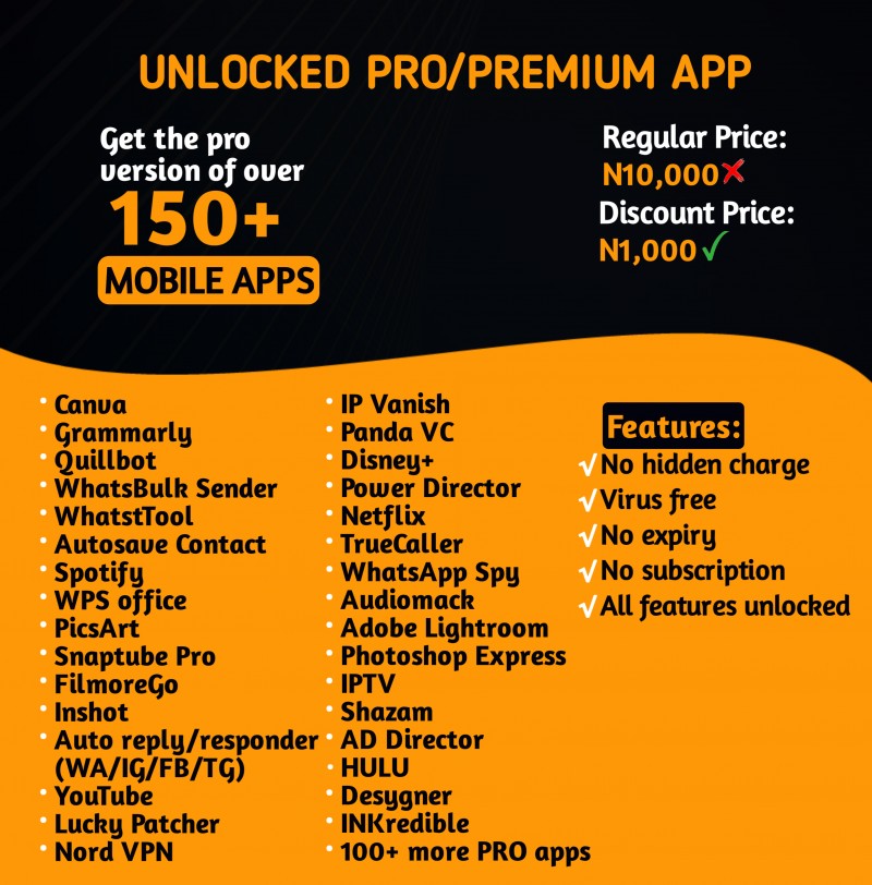 Buy Unlocked Premium apps by A. V DIGITALZ on Selar