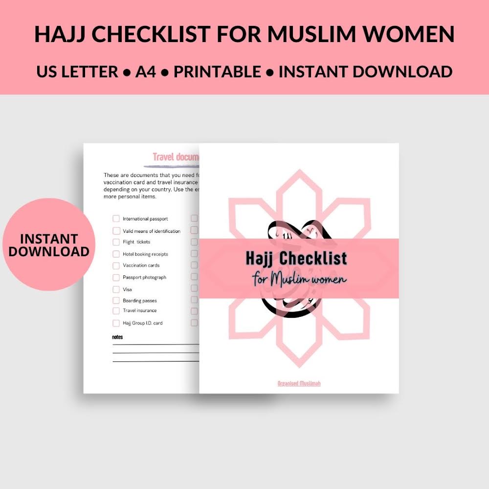 Buy Hajj Checklist for Muslim Women by Organised Muslimah on Selar