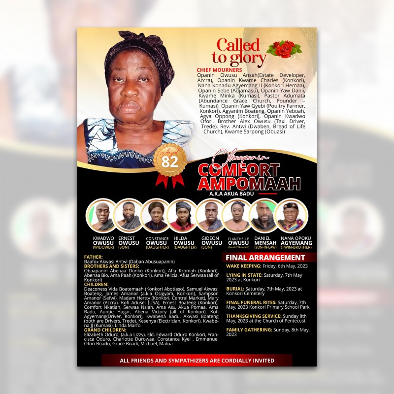 Buy Funeral Poster Template by Opoku Afriyie Solomon on Selar