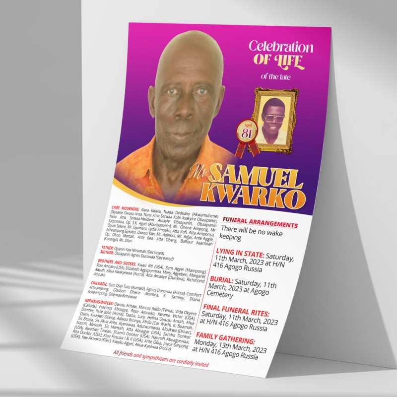 Buy Funeral Poster Template by Opoku Afriyie Solomon on Selar