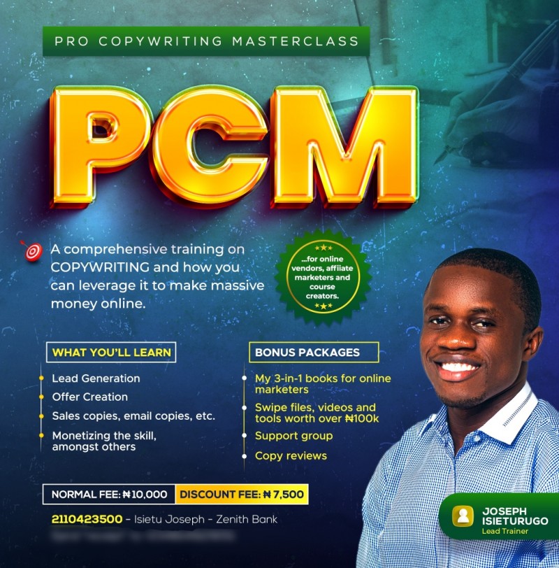 Buy Pro Copywriting Masterclass (PCM) by Joseph Isieturugo on Selar