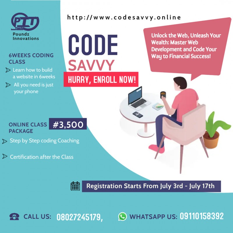 Buy Code Savvy 6 weeks Online Coding class by Samuel Agbo on Selar