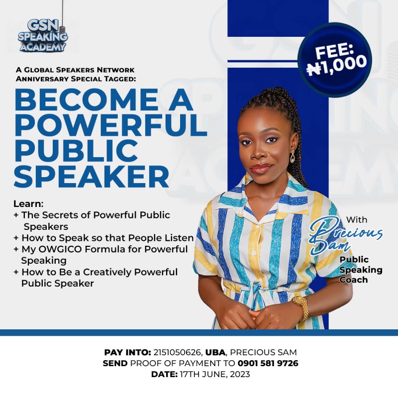 Buy Become a Powerful Public Speaker class by Precious Sam on Selar
