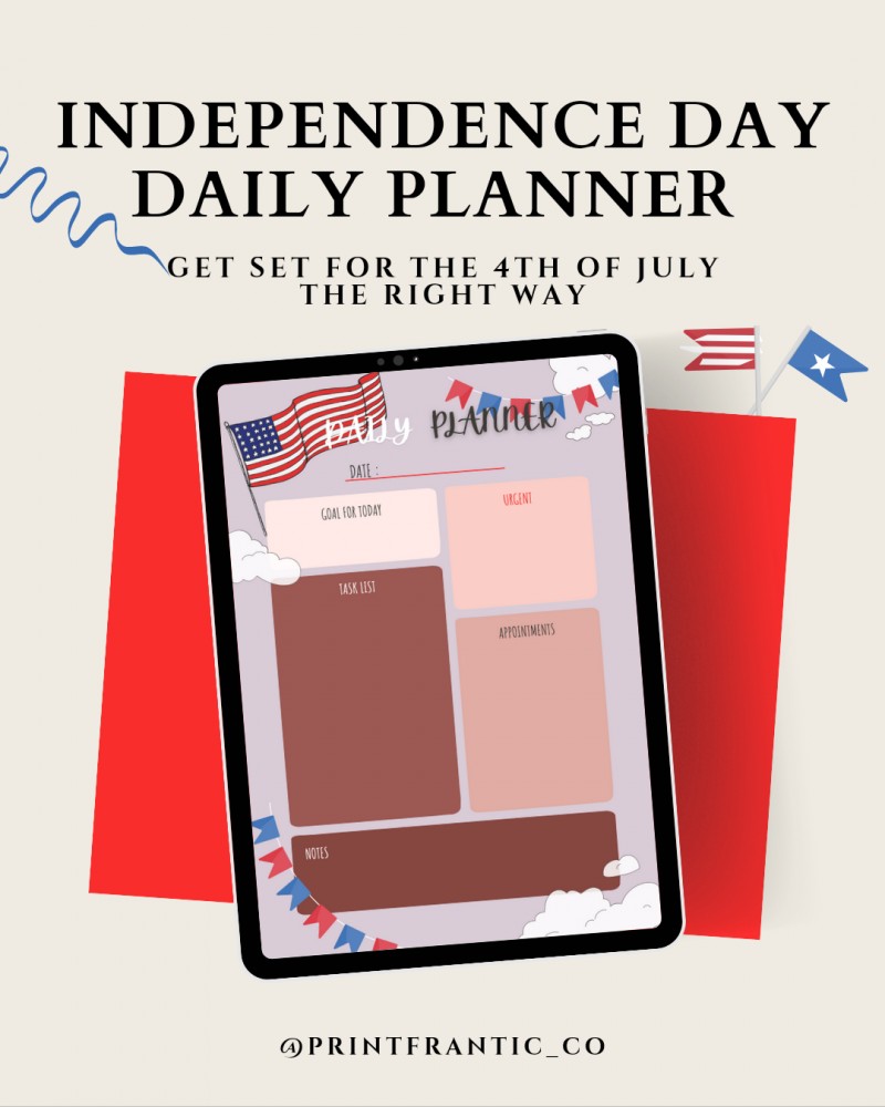 Buy American Independence Day Daily Planner by Print Frantic Co. on Selar
