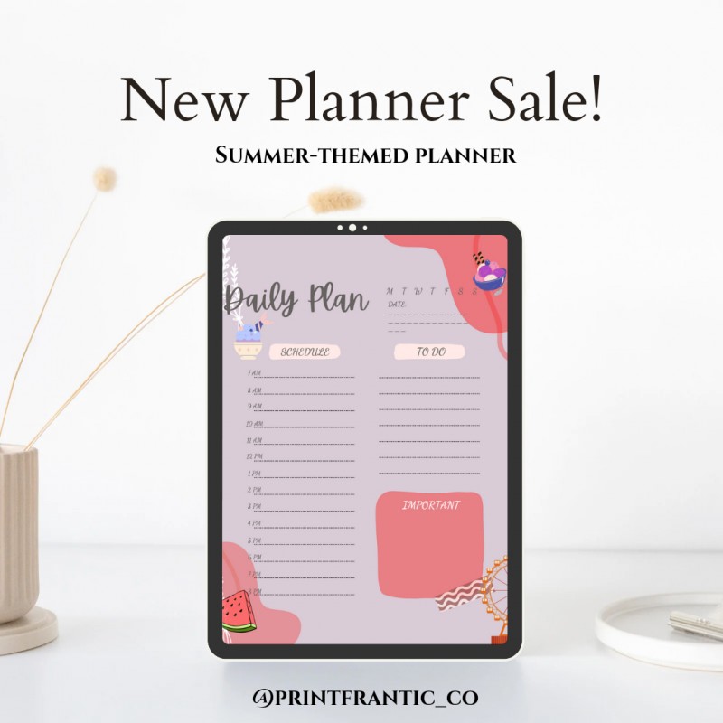 Buy Summer themed daily planner by Print Frantic Co. on Selar.co