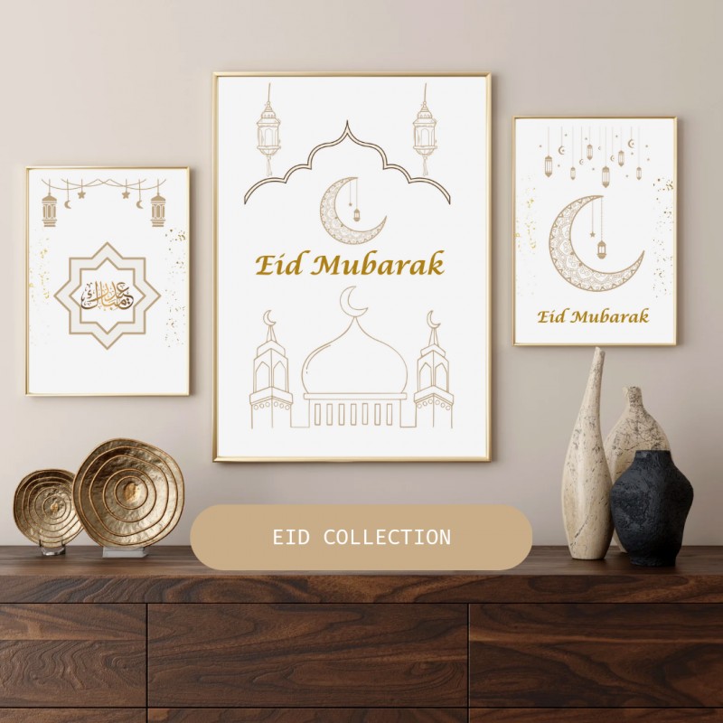 Buy 3 set Eid Mubarak printable wall decor by Print Ready Template on Selar