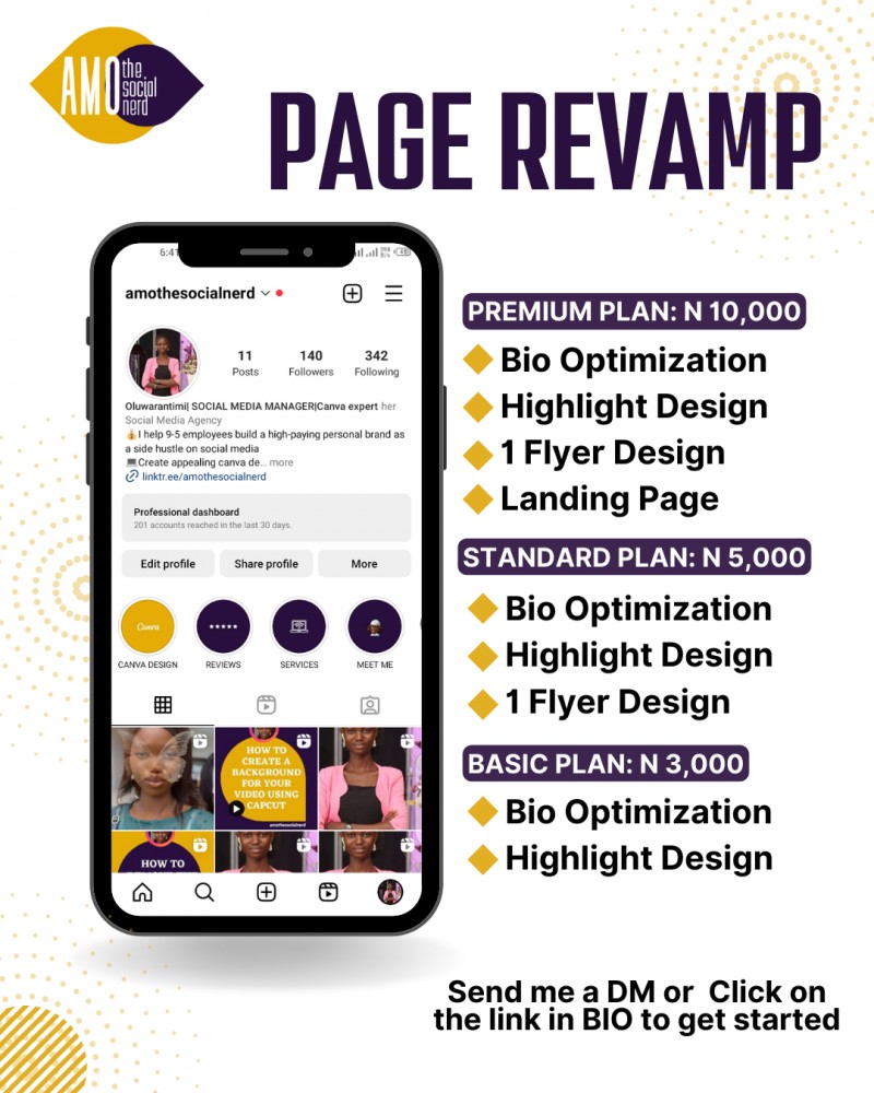 Get INSTAGRAM PAGE REVAMP by Ayodele M. Oluranti on Selar