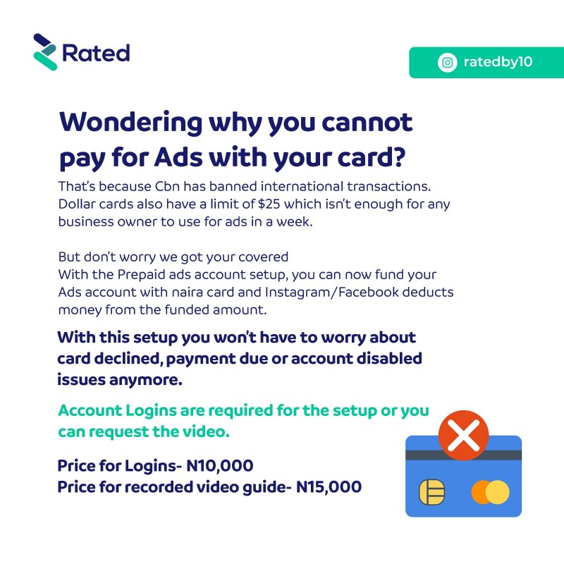 Buy Prepaid Account set up by Rated on Selar