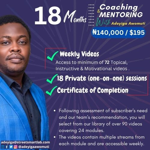 Buy 18 Months Coaching & Mentoring with Adeyiga Awomuti by Street Smart ...