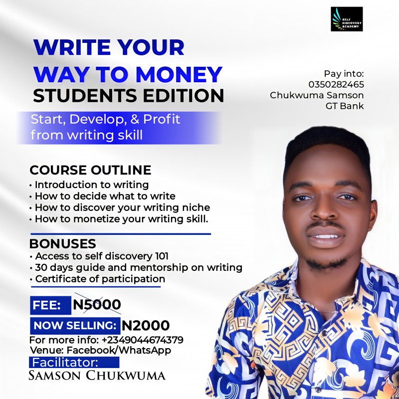 Buy Write Your Way To Money (Class) by Samson Chukwuma on Selar