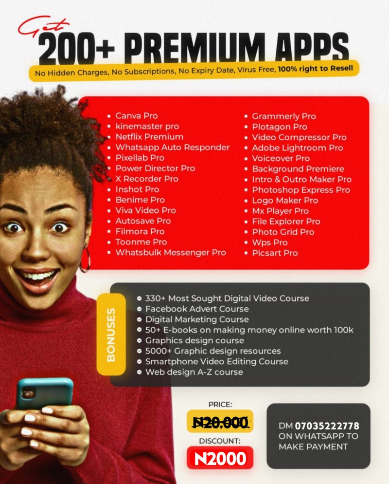 Buy 200+ Premium Apps Plus 8Bonus Courses by Samuels MediaHub on Selar