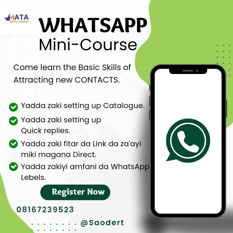 Get WHATSAPP MINI COURSE (Hausa) by Saudatu Aliyu Kware on Selar