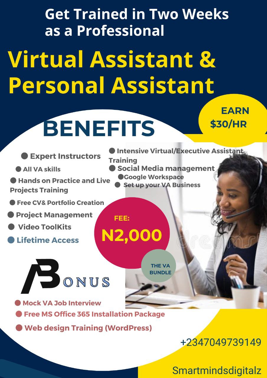 Buy Virtual Assistant Training Bundle. by Smart Minds Digitalz on Selar