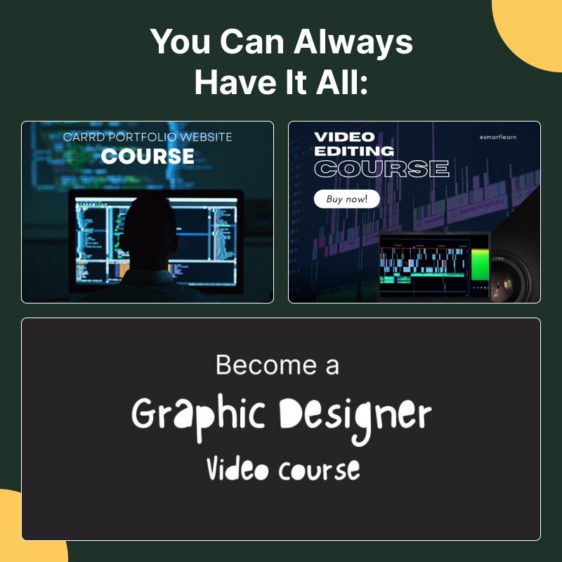 Buy All in one(Video editing, Graphics design and Portfolio website)! by Smart Learn on Selar